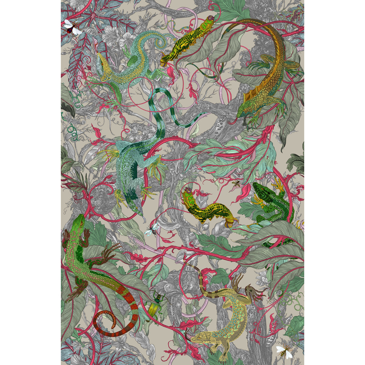 Timorous Beasties 'XL Jungle' Modular Wallpaper Panels: Lacerta – Jane ...